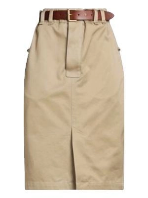 Saint Laurent Belted Umbrella Skirt - Khaki