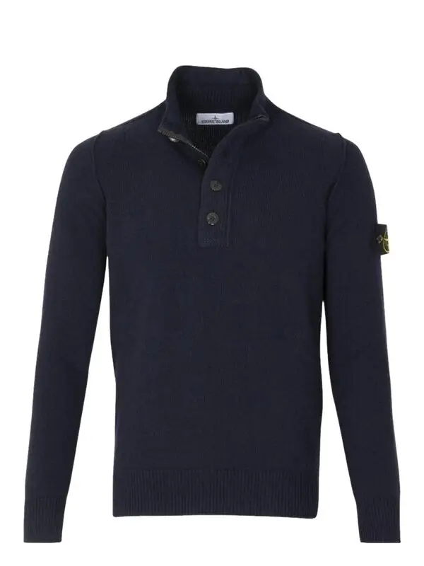 Stone Island Logo Patch Long-sleeved Jumper - Blue