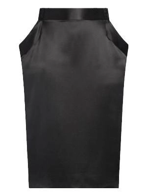 Saint Laurent Solid-color Satin Hip-hugging Skirt - Black