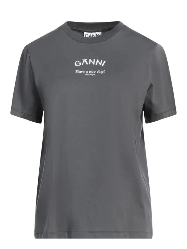 GANNI Printed Short-sleeve T-shirt - Gray