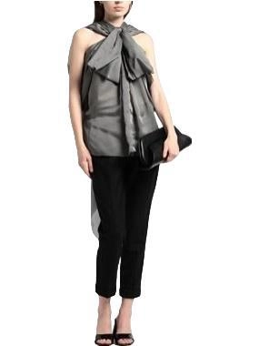 Saint Laurent Sleeveless Bow Detail Shirt - Black