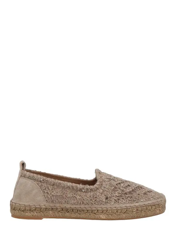 Brunello Cucinelli Espadrilles With Sequins And Leather Trims - Brown
