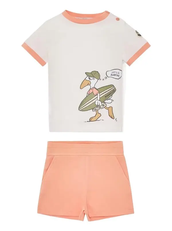 Moncler Mon Duck Surf Print Cotton Blend Set - White
