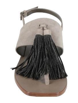 Brunello Cucinelli Suede Thong Sandals With Beadwork And Tassels - Black