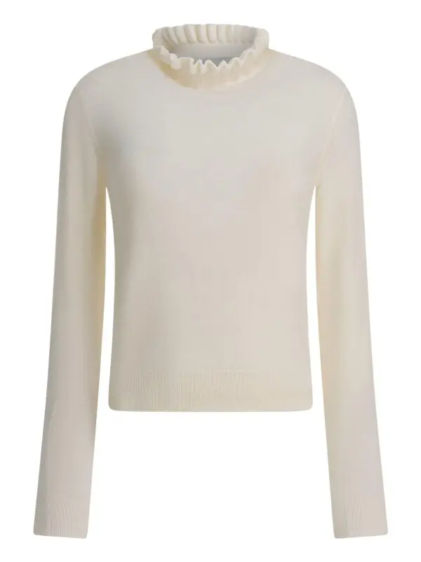 Alexander McQueen Ruffled Neck Knitted Jumper - White