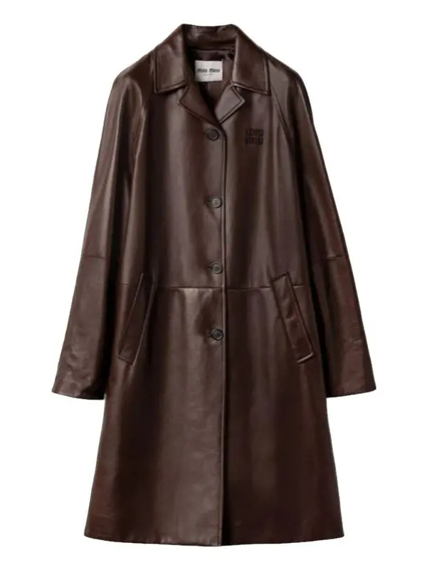Miu Miu Nappa Leather Coat - Black