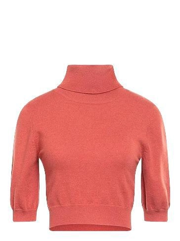 Brunello Cucinelli Cashmere Knit Short Sleeve Turtleneck Top - Red