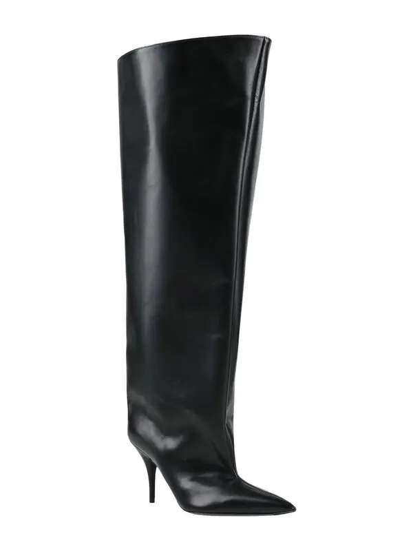 Balenciaga Thigh-high Pointed Toe Leather Boots - Black