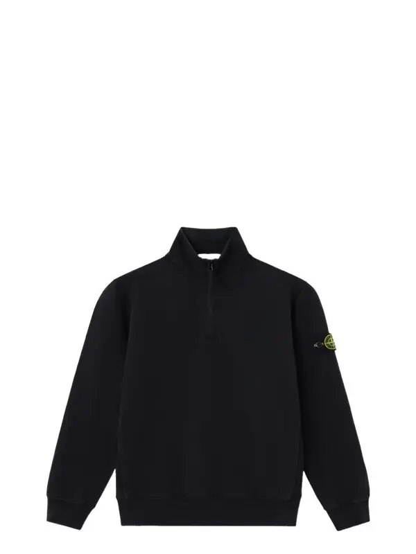 Stone Island Mock-neck Half-zip Sweatshirt - Black