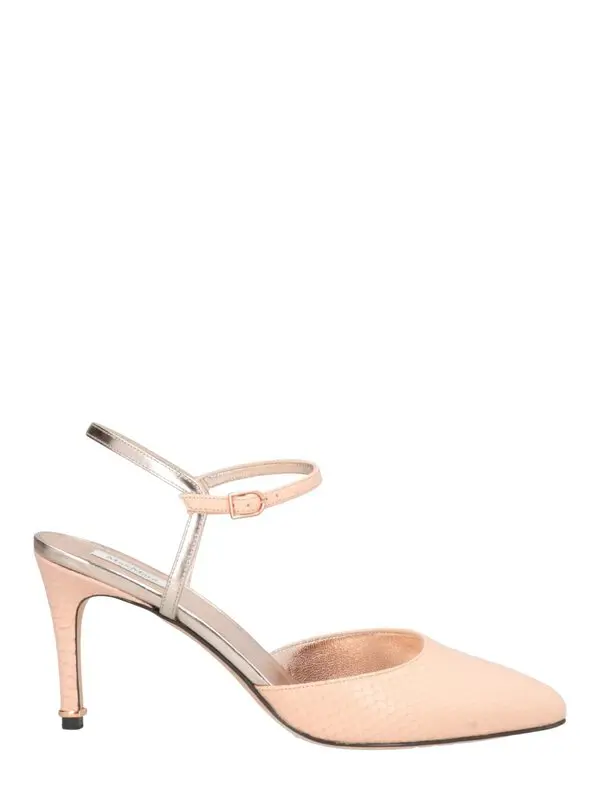 Max Mara Snakeskin-embossed Stiletto Pumps With Ankle Strap - Nude
