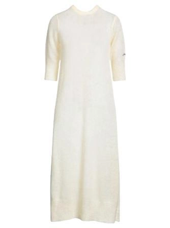 GANNI Ribbed Knit Midi Dress - White