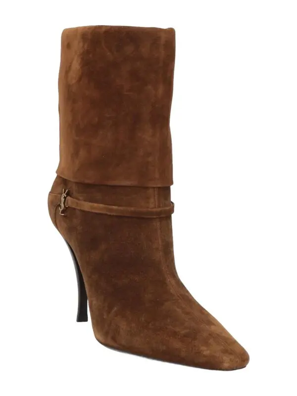 Saint Laurent Slender Heel Pointed Toe Ankle Boots - Brown