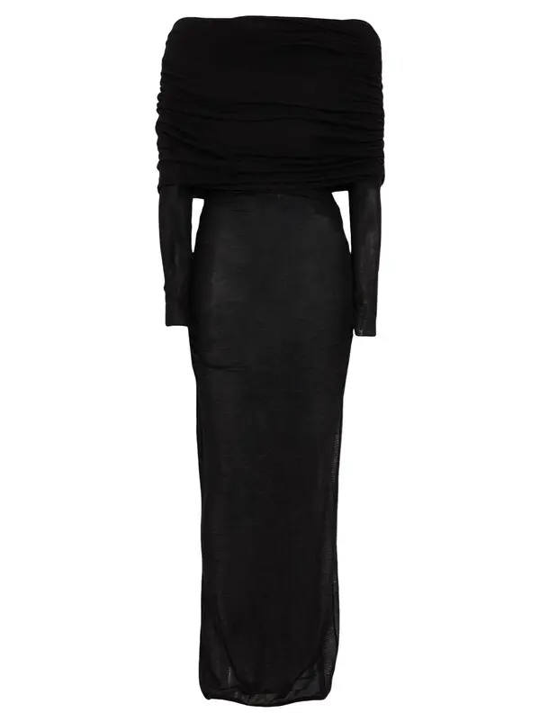 Saint Laurent Off-the-shoulder Knit Maxi Dress - Black