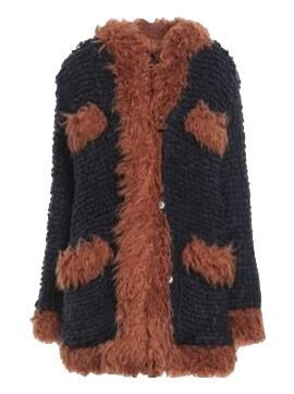 Marni Textured Coat With Fur Trim - Black