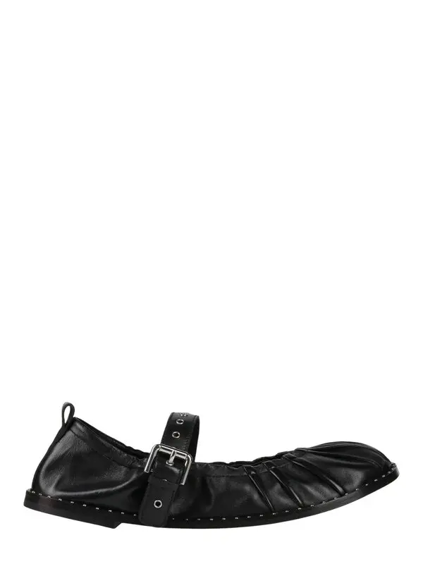 MAXCO. Max&co. Minimalist Leather Mary Jane Flats With Studs - Black