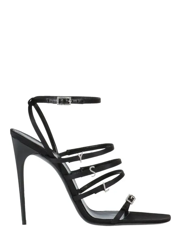 Saint Laurent Embellished Stiletto Sandals - Black