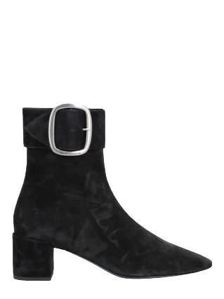 Saint Laurent Round-toe Chunky-heel Ankle Boots - Black