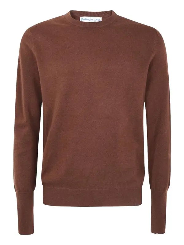 BALLANTYNE Crew Neck Long Sleeve Sweater - Brown
