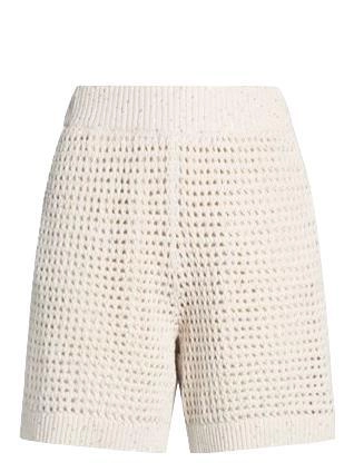 Brunello Cucinelli Lightweight Knitted Shorts With Sequin Embellishments - White
