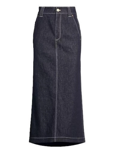 Brunello Cucinelli Dark Wash Denim Maxi Skirt - Black
