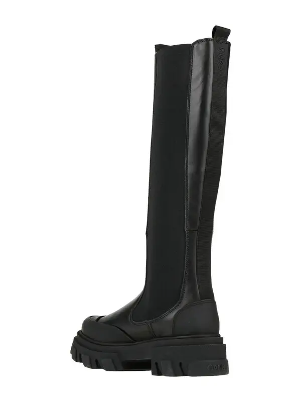 GANNI Platform Leather Boots - Black