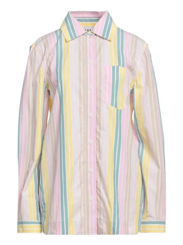 GANNI Striped Long-sleeved Shirt - Nude