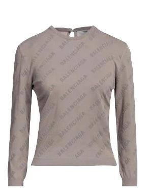Balenciaga Lightweight Knitted Sweater With Printed Design - Gray