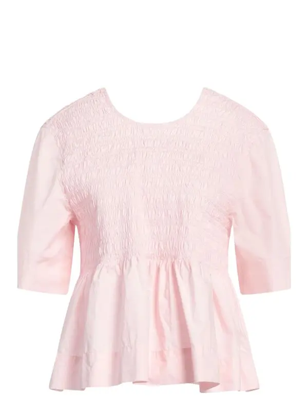 GANNI Peplum Top With Gathered Detail - Pink