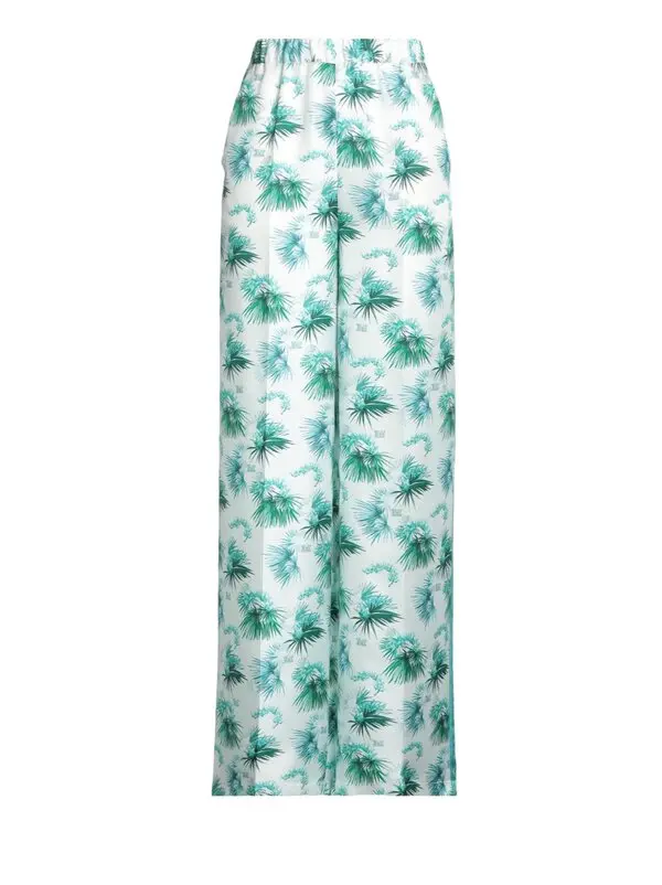 Max Mara Floral Print Satin Wide Leg Trousers - Blue