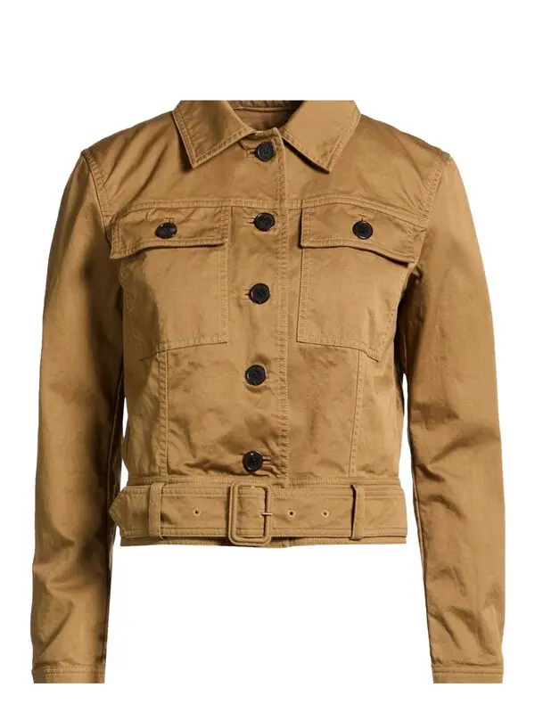 Saint Laurent Belted Twill Casual Jacket - Brown