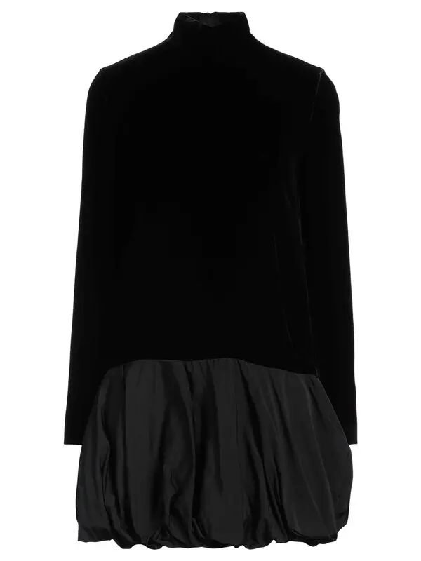 Max Mara Velvet Balloon Dress With Turtleneck - Black