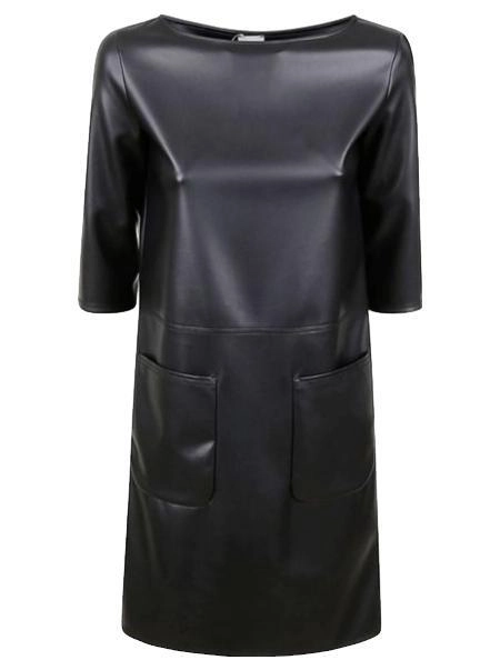 Max Mara Short Sleeve Crewneck Dress With Pockets - Black
