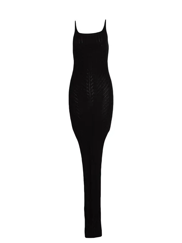 Rick Owens Sleeveless Scoop Neck Ribbed Knit Dress - Black