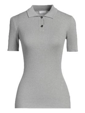 Brunello Cucinelli Metallic Knit Short-sleeve Polo Shirt - Gray