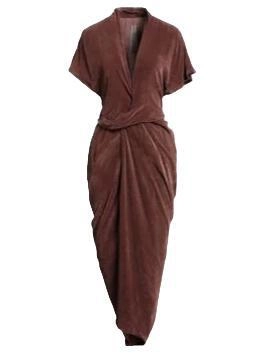 Rick Owens Velvet Draped Midi Dress - Red