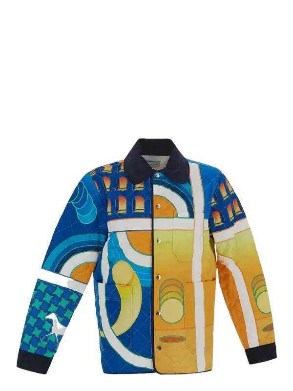 Casablanca Graphic Print Quilted Jacket - Blue