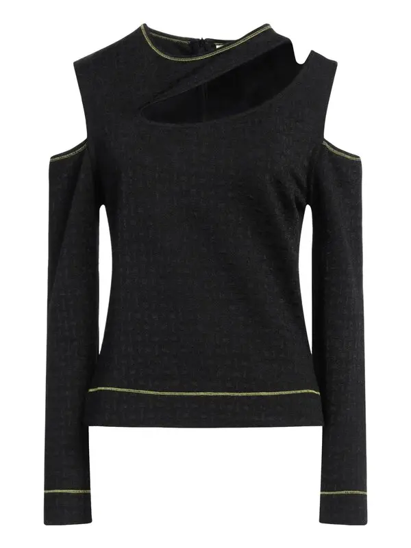 GANNI Crew Neck Knitted Top - Black