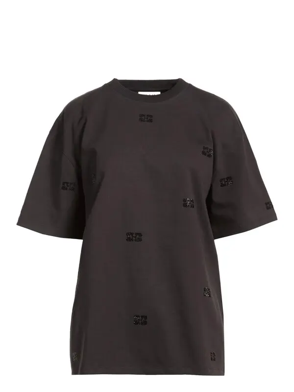 GANNI Embellished Crewneck T-shirt - Black