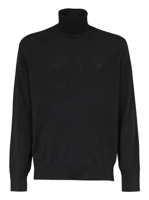 Etro Pegaso Embroidered Turtleneck Jumper - Black
