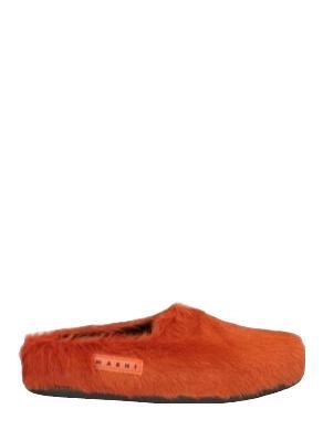 Marni Furry Slippers With Round Toe - Red
