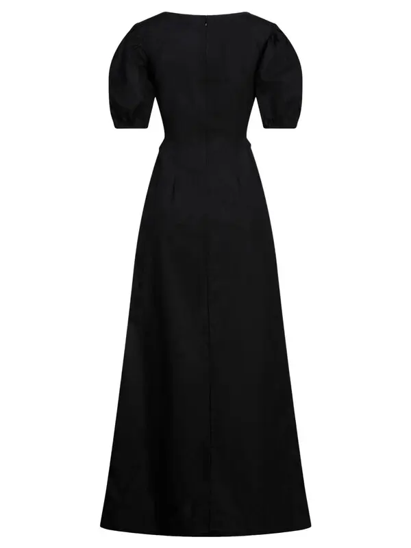 GANNI Midi Dress With Short Sleeves And Cutout Detail - Black