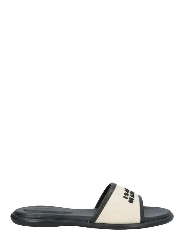 Isabel Marant Étoile Two-tone Canvas And Leather Slides - Black