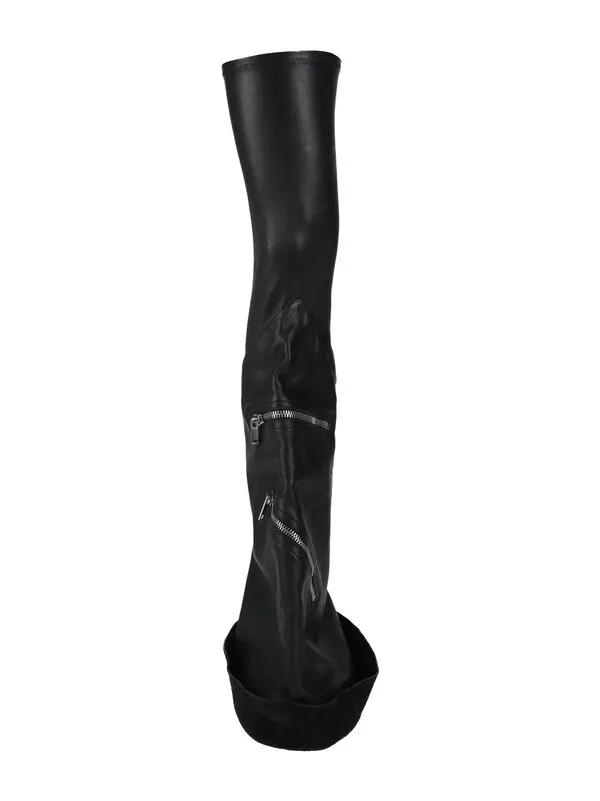 Rick Owens Over-the-knee Leather Boots With Zip Detailing - Black