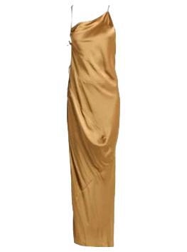 Rick Owens One-shoulder Satin Maxi Dress - Brown