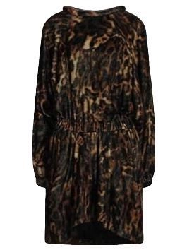 Isabel Marant Étoile Leopard Print Velvet Long Sleeve Dress - Black