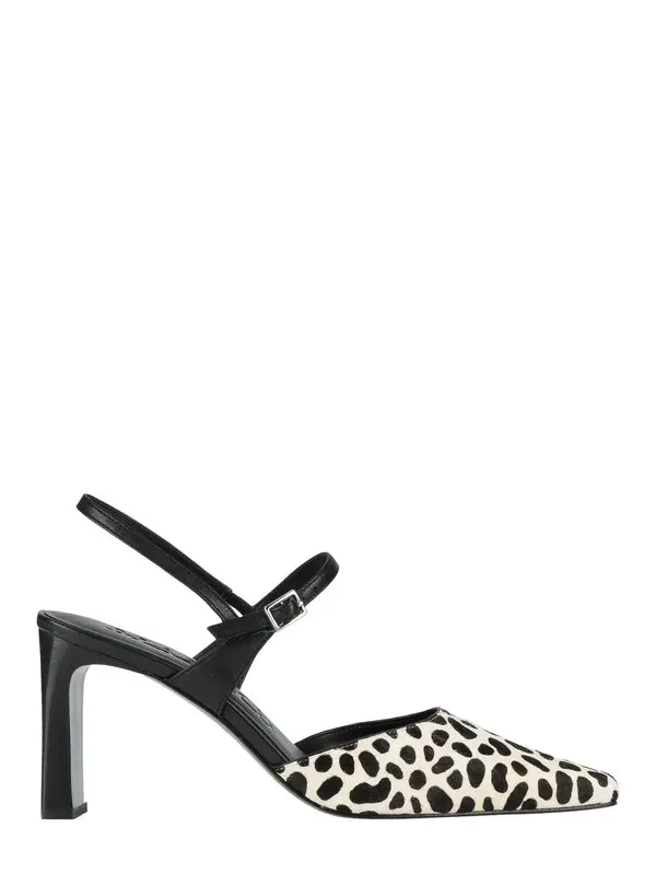 MAXCO. Max&co. Leopard Print Chunky High-heeled Sandals - Black