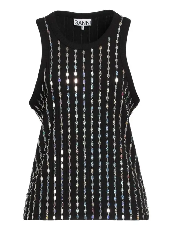 GANNI Sleeveless Knitted Top - Black
