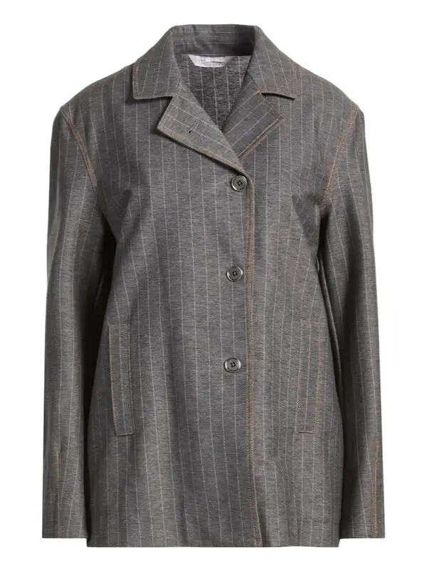 Max Mara Striped Single-breasted Blazer - Gray