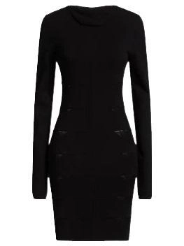Rick Owens Ribbed High Neck Knit Dress - Black