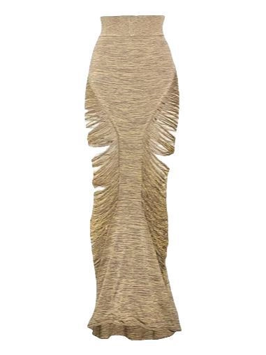 Rick Owens Asymmetric Metallic Knit Skirt - Nude